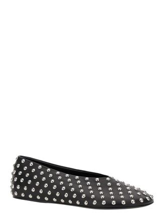 Jil Sander Womens Black Ballet Flats With Studs Ovine Ballerina Shoes