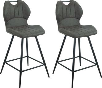 M&S Collection Lot de 2 chaises de bar 47x50x95 cm en tissu gris - LORYX