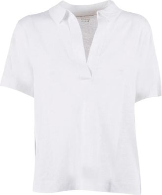 Majestic Filatures Femme, Pulls, Blanc, Taille: 40 FR Polo &agrave; col en V