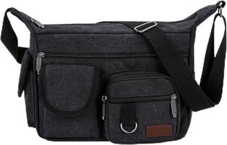 Generic Sac &agrave; dos en toile pour homme - Grande capacit&eacute; - Sac &agrave; dos d&eacute;contract&eacute; et sac &agrave; bandouli&egrave;re pour un usage quotidien, Noir, Taille unique, Style uniqu