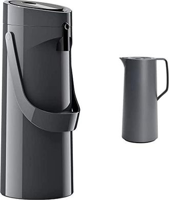 Emsa 515706 Ponza Pump-Isolierkanne, Thermosflasche, 1,9l F&uuml;llvolumen, Isolierbecher, Druckhebel & N41701 Motiva Isolierkanne | 1 Liter | Quick-Press-Versc