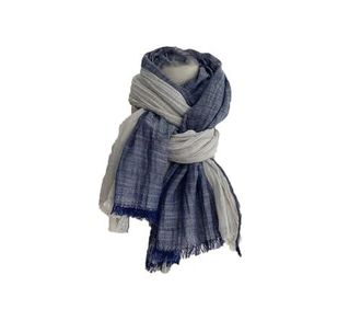 Generic &Eacute;charpe en coton et lin pour homme - Couleur unie - Pompons, Bleu marine, gris clair, 200 90CM
