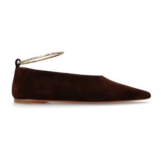 Jil Sander Femme, Chaussures, Brun, Taille: 37 1/2 EU Ballerines en daim avec cercle &agrave; la cheville