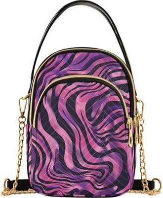 Mnsruu Sac à bandoulière pour femme avec imprimé zébré violet - Petit sac à bandoulière avec sangle réglable
