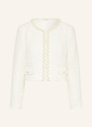 Apart Tweed-Blazer Mit Pailletten Und Schmuckperlen weiss