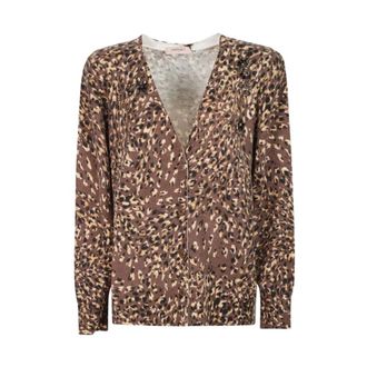 Twinset Cardigan Maxi en M&eacute;lange de Laine - Femme - Pulls - Brun - Taille: 38 FR