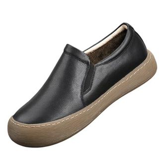 Generic Mocassins d&eacute;contract&eacute;s en cuir pour homme, antid&eacute;rapants, l&eacute;gers et chauds, pour la marche, la conduite, Noir, 40 2/3 EU