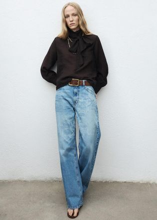 Mango Gerade Jeans mit floralem Muster mittelblau - Damen - 32 - MANGO