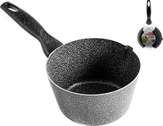 hOme Home Stone Kasserolle Konisch Antihaft, mit Griff, Stein, Anthrazit/Grau, 16 cm
