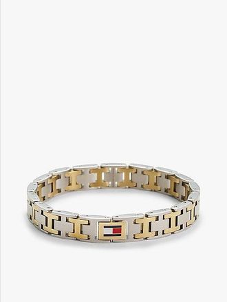 Tommy Hilfiger Bracelet &agrave; maillons bicolores plaqu&eacute; or &agrave; drapeau