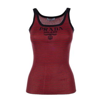 Prada Logo-gesticktes Strick-Tanktop - - Tops - Damen - Mehrfarbig - L