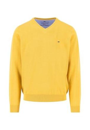 Fynch-Hatton Pull en tricot fin en coton avec col en V, ambre, L
