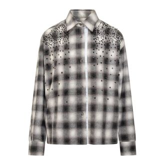 Des_Phemmes DES Phemmes, Femme, Blouses et Chemises, Noir, Taille: 38 FR Chemise &agrave; Carreaux avec Applique de Strass