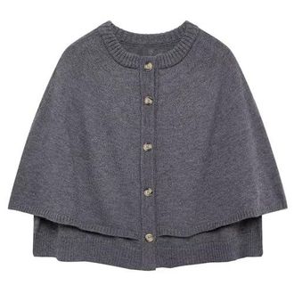 Generic Cardigan ch&acirc;le en tricot &agrave; col rond pour femme - Coupe d&eacute;contract&eacute;e - Manches mi-longues - Noir - Taille unique pour un usage quotidien, le travail et