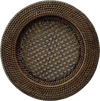 La Porcellana Bianca Botanio Brauner Platzteller, Durchmesser 32 cm, Rattan