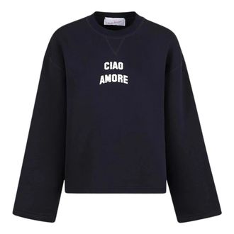 Giada Benincasa SweaT-shirt Ciao Amore coupe boxy avec impression en relief - Femme - Sweatshirts et sweats &agrave; capuche - Bleu - Taille: 38 FR