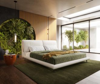 DELIFE Polsterbettgestell Cusino 180x200 cm Boucl&eacute; Creme-Wei&szlig;, Polsterbetten