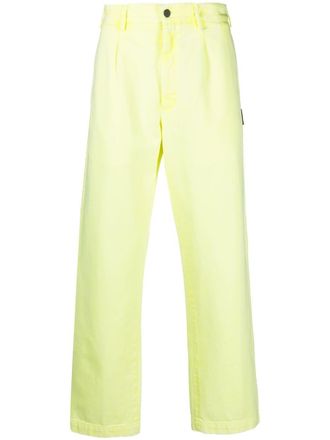 Palm Angels pantalon droit en coton &agrave; coupe quatre poches - Jaune