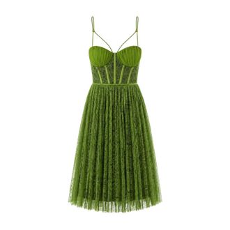Elisabetta Franchi Kleid aus floraler Spitze - - Dresses - Damen - Gr&uuml;n - XL