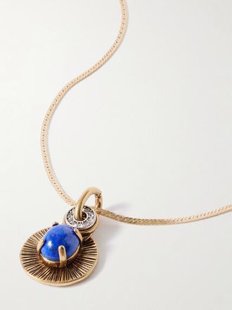 Maison Mayle Soli Bon Vergoldete Kette Mit Lapislazuli Und Kristallen - Blau