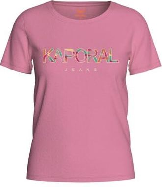 Kaporal Tee Shirt Manches Courtes, pour Femme, 95% Coton_Bio - 5% Elasthanne, Coupe Fitted, Col Rond, Couleur Pink, Taille XS