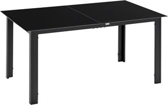 OUTSUNNY Gartentisch Aluminium 150 x 90 cm Wetterfest Balkontisch mit Glas-Tischplatte, Buffettisch Campingtisch f&uuml;r 6 Personen Terrassentisch Outdoor