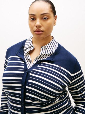 Tommy Hilfiger Strickjacke CRV CO JERSEY FINE GG C-NK CARDI in gro&szlig;en Gr&ouml;&szlig;en