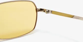 Superdry rechteckige Sonnenbrille aus Metall in Gold mit gelben Gl&auml;sern