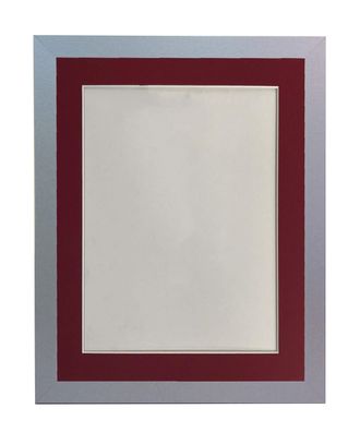 Frames by Post H7 Bilderrahmen Posterrahmen Silber mit rotem Passepartout A2 Bildgr&ouml;&szlig;e A3 Kunststoff Glas