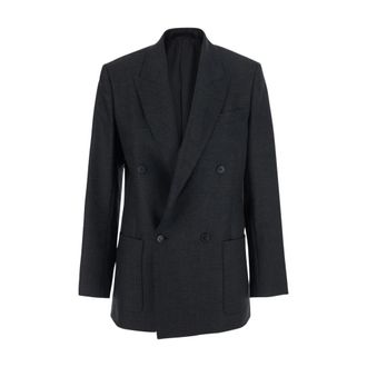 Mauro Grifoni Grauer Blazer mit steigendem Revers und doppelreihigem Verschluss aus Wollmischung f&uuml;r Damen - - Jackets - Damen - Grau - S