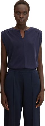 Tom Tailor Damen Top mit Schulterpolstern 1033079, 30025 - Navy Midnight Blue, XS