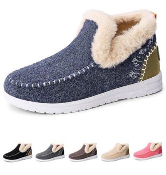 Generic Bottes orthop&eacute;diques confortables en polaire &agrave; enfiler, pour homme et femme, chaussures plates avec doublure en peluche, confortables, chaudes et anti