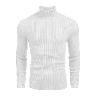 Generic T-shirt d&eacute;contract&eacute; &agrave; manches longues pour homme - Col roul&eacute; - Coupe ajust&eacute;e - Pull chaud &agrave; col roul&eacute; - T-shirt &agrave; col roul&eacute; - Couleur unie - Pull tric