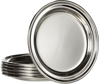 Grunwerg CS-919 Aperiti 6er Set von Untersetzer aus Edelstahl-10.3cm Durchmesser, Edelstahl