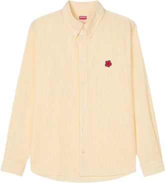 Kenzo Homme, Chemises, Jaune, Taille: 2XL Chemise d&eacute;contract&eacute;e en coton seersucker avec broderie Boke Flower