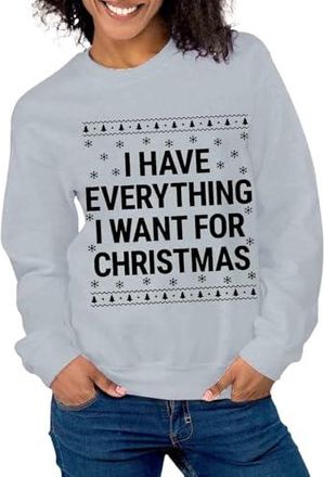 Generic Sweat assorti pour couple de Saint-Valentin 2026 avec inscription &laquo; I Have Everything I Want For Shirt/Husband Wife &raquo;, gris clair, XL