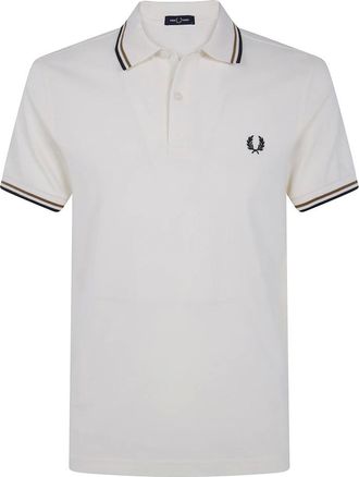 Fred Perry Homme, Tops, Blanc, Taille: L Polo &agrave; bordures contrastantes