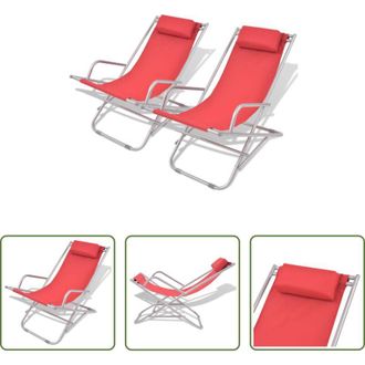 vidaXL Klappbar - Liegest&uuml;hle 2 Stk. Stahl Rot