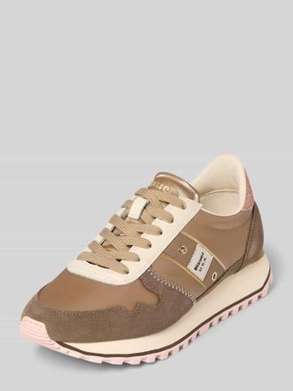 Blauer Sneaker aus Leder-Mix mit Logo-Patch Modell Millen