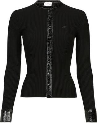 Courr&egrave;ges Cardigan c&ocirc;tel&eacute; &agrave; logo brod&eacute;