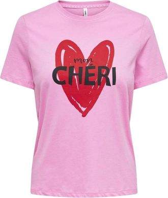 Only Valentine Life Topbox Tee - - Tops - Damen - Rosa - S