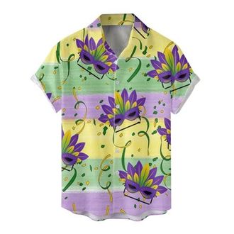 Generic Costume de carnaval pour homme - Chemise &agrave; manches courtes - Coupe droite - Chemise d&eacute;contract&eacute;e avec boutonni&egrave;re - Chemise &agrave; manches courtes streetwe