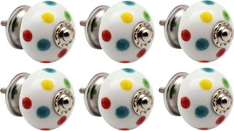 Nicola Spring Runde Keramikschrankkn&ouml;pfe - Polka Dot - Pack Von 6