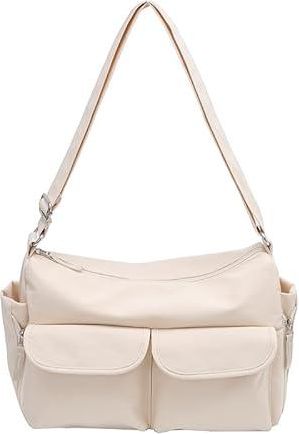 Generic Sac &agrave; bandouli&egrave;re tendance en nylon avec fermeture &eacute;clair - Grande capacit&eacute; - Sangle r&eacute;glable - Pour l&eacute;cole, le travail, les voyages, blanc, 400.00x25