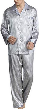 AlltheMen Homme Ensemble de Pyjama Long, Vêtement de Nuit Confortable à Motif Imprimé, 2Pcs Sleepwear Haut et Bas Type 15 XXL