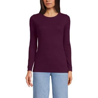 Lands End Langarmshirt aus mikrofeinem Baumwollripp, Damen, Gr&ouml;&szlig;e:44-46 regular, Lila, Baumwolle/Elasthan, by Lands End