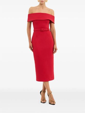 Rebecca Vallance Off-the-Shoulder Crepe Dress - Red