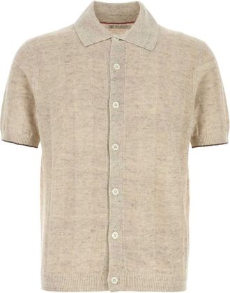 Brunello Cucinelli Homme, Pulls, Beige, Taille: 2XL Cardigan en lin et m&eacute;lange de coton