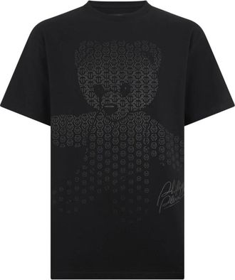 Philipp Plein Homme, Tops, Noir, Taille: 2XL T-Shirt Col Rond Puffy Teddy Teddy Bear