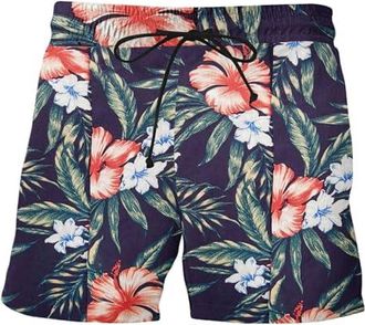 Generic Short de plage hawa&iuml;en &agrave; s&eacute;chage rapide pour homme - Short de bain avec poches - Short de bain de plage pour homme, Noir, L